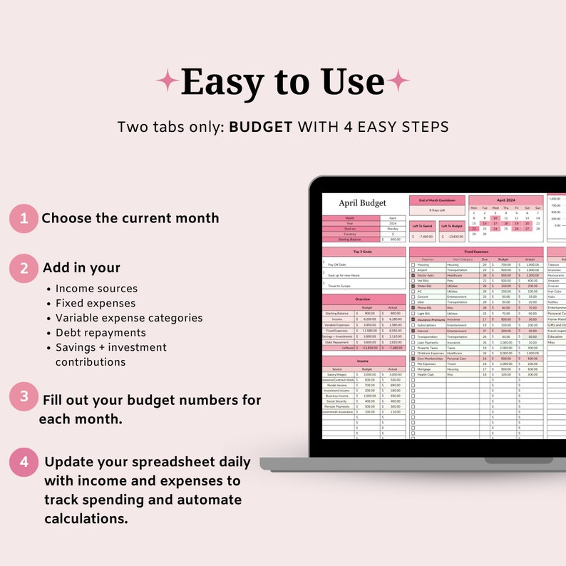 Monthly Budget Google Sheets, Simple Budget Spreadsheet, Google Sheets ...