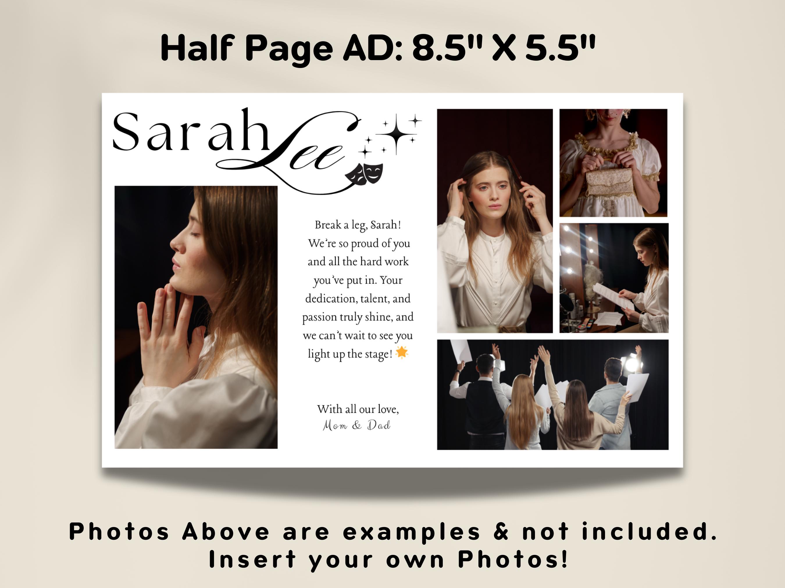 Theatre Ad Template, Theater Program Ad Template, Drama Student Ad ...