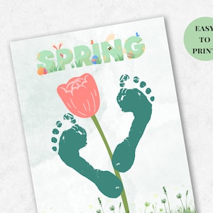 Spring Footprint Art Craft, Memory Baby Art Keepsakes, Preschool ...