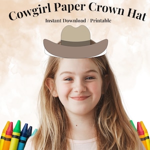 Cowgirl Hat Paper Crown, Kids Coloring Craft, Cowgirl & Cowboy Activity ...