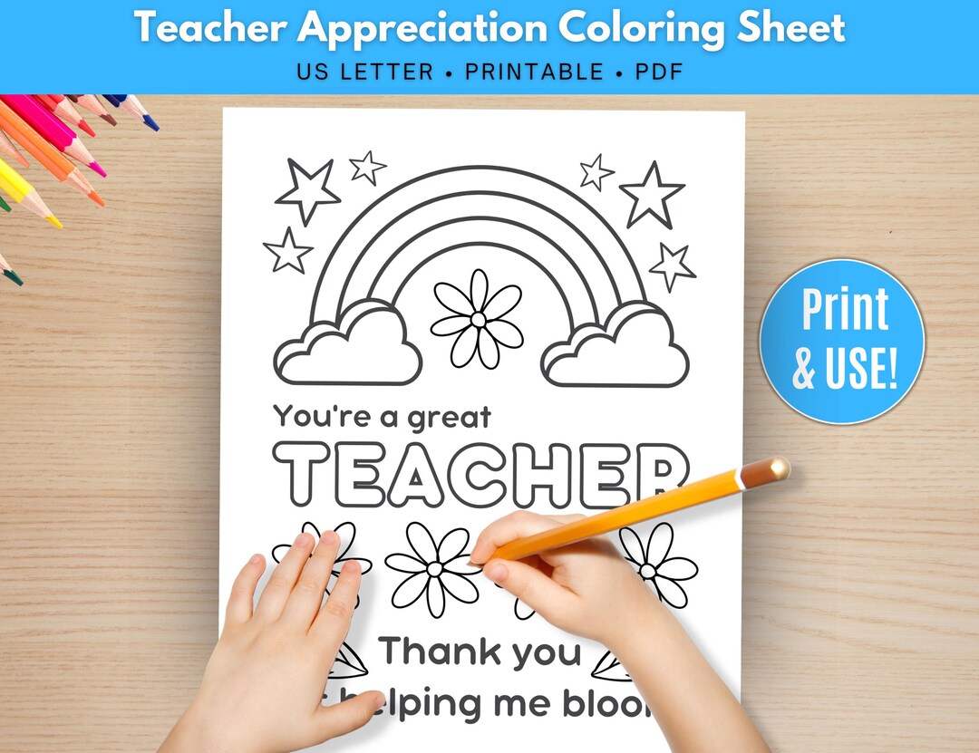 Teacher Appreciation Coloring Page, Teacher Appreciation Week, Thank ...
