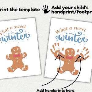 Gingerbread Man Handprint Art, Printable Winter Handprint Craft ...