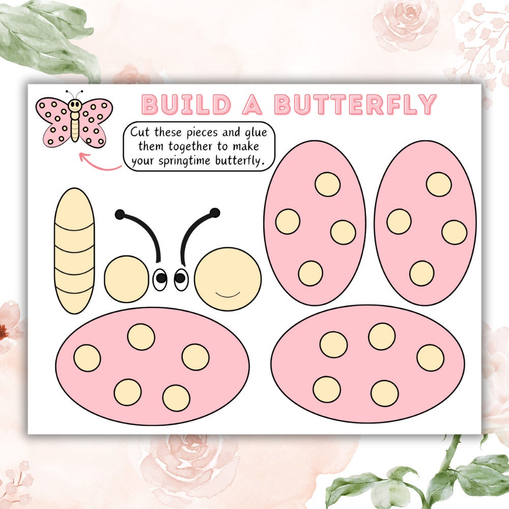 Spring Cut & Glue Activity, Build a Butterfly Cut and Paste Craft ...