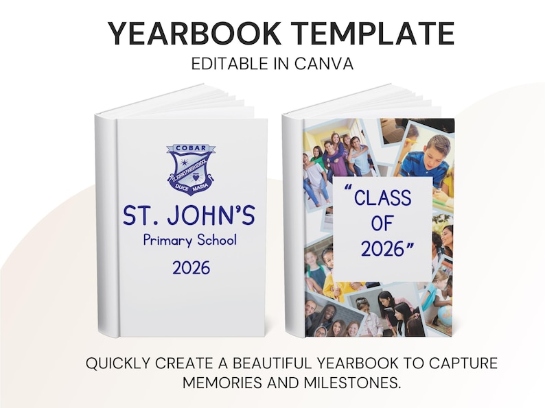 Elementary School Yearbook Template 2026 – Editable Canva Design (71 ...