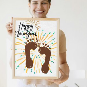 New Year's Footprint Art Craft, Memory Baby Art Keepsake, Preschool ...