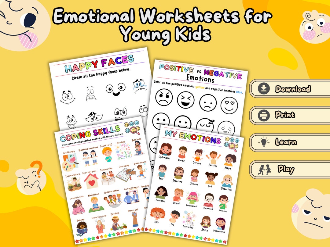 Emotions and Feelings Worksheets for Young Kids, Social Emotional ...