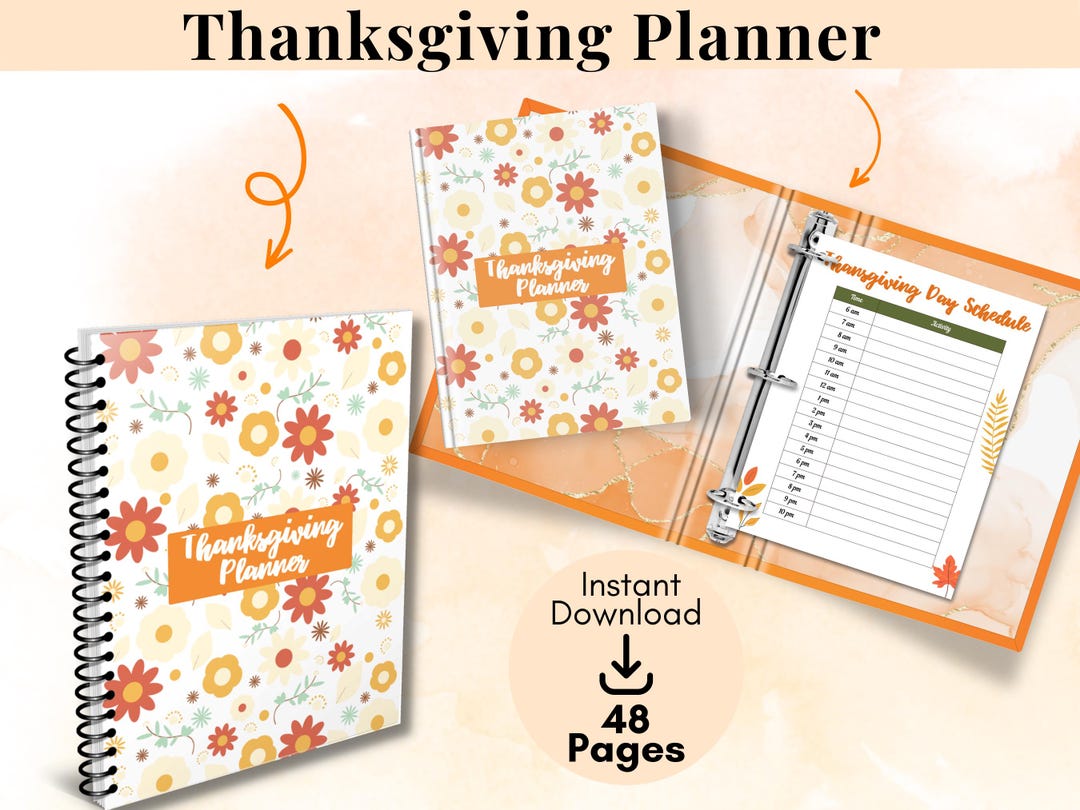 Thanksgiving Planner & Binder, Printable Thanksgiving Party Checklist ...