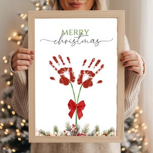 Merry Christmas Handprint Art, Christmas Handprint Craft Christmas Gift ...