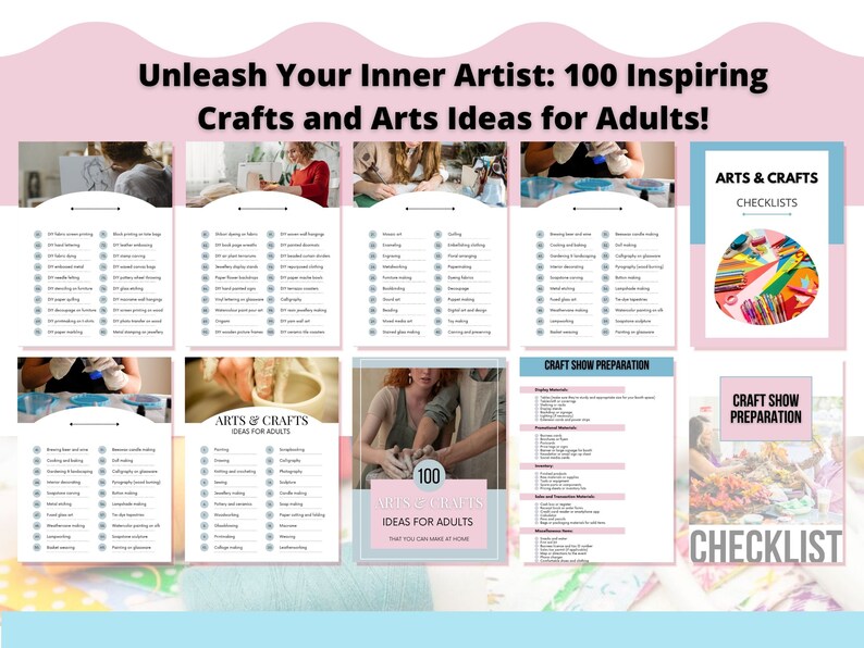 Arts & Craft Ideas for Adults Printable, 100 Inspiring Craft Ideas ...