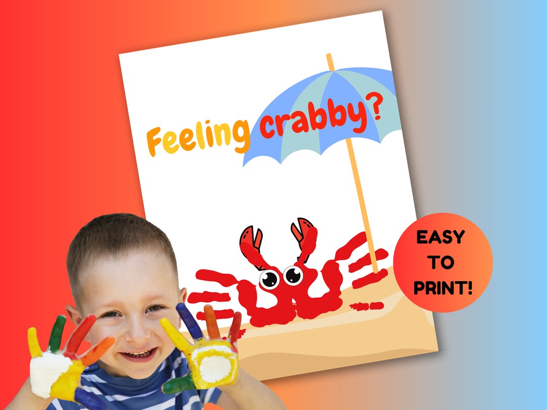 Summer Crab Handprint Art Craft for Toddlers, Crab Handprint Printable ...