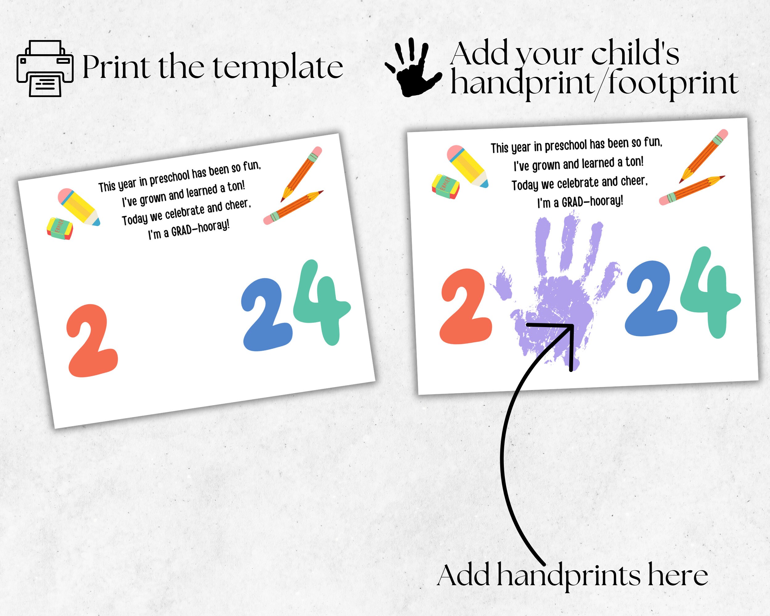 Last Day of School Handprint Art Crafts, Kindergarten Preschool ...