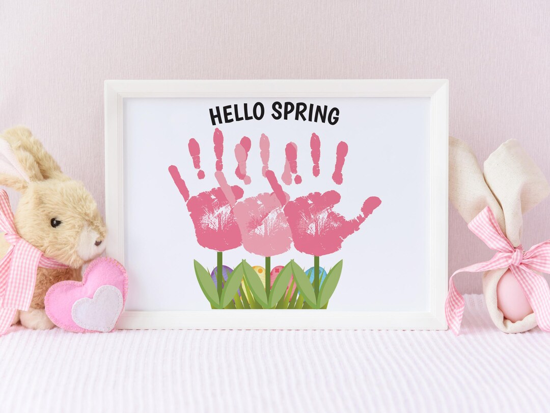 Spring Handprint Art, Hello Spring Flower Handprint Craft, Spring ...