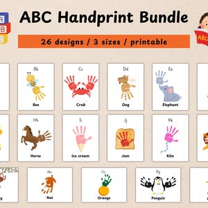 Animal Alphabet Handprint Art Craft Bundle, A-Z Alphabet Footprint Art ...