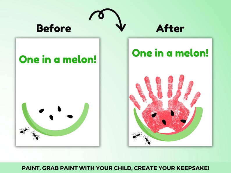 Watermelon Handprint Art, Printable Summer Handprint Craft, Toddlers ...