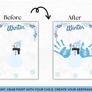 Winter Handprint Art Craft, Memory Baby Art Snowman Keepsake, Preschool ...