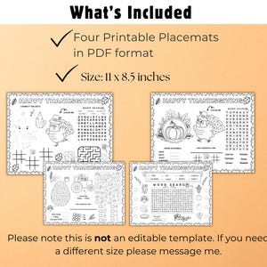 Printable Thanksgiving Activity Mats, Thanksgiving Coloring Pages ...