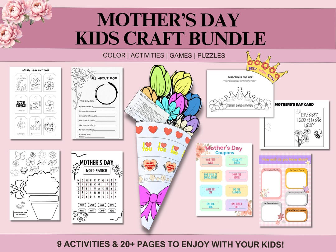 Mother's Day Kid Craft Bundle, Mother's Day Bouquets, Mother's Day ...
