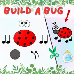 Spring Cut & Glue Activity, Build a Bug Cut and Glue Craft, Printable ...