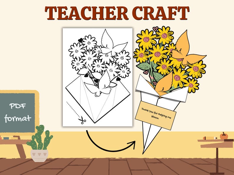 Printable Flower Bouquet Craft Bundle PDF, Teacher, Siblings, Pet ...