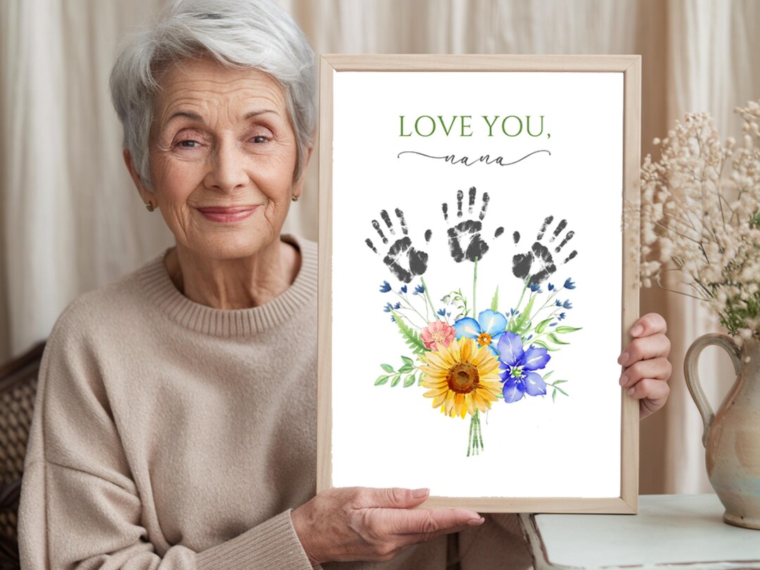 Personalized Child Name Handprint, Flower Bouquet Handprint, DIY ...