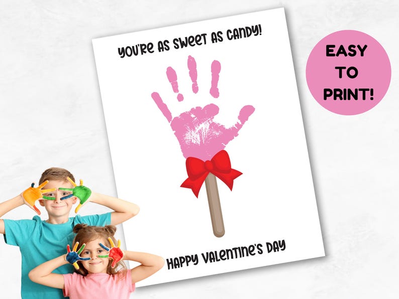 Candy Valentines Handprint Craft – Valentine’s Day Keepsake for Kids ...