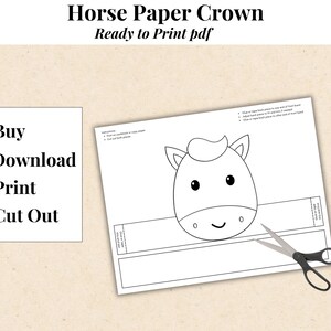 Horse Paper Hat Crown Craft, Horse Coloring Paper Crown Template, Wild ...