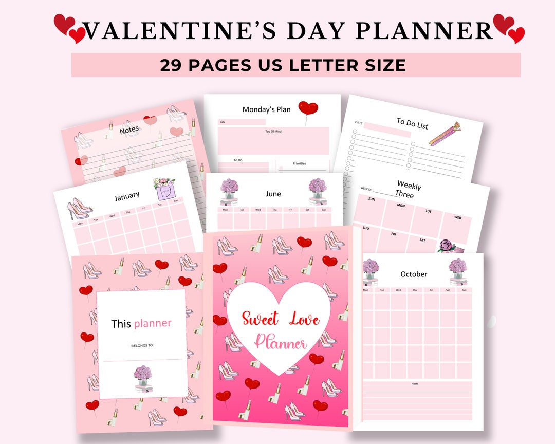 Valentines Day Planner Printable, Sweet Love Planner, Daily Planner ...