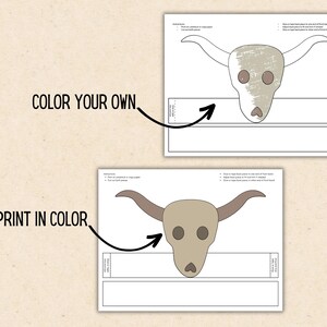 Cow Skull Paper Hat Crown Craft, Cow Coloring Craft, Paper Crown ...