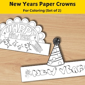 Printable New Years Eve Paper Hats, Happy New Year Party Hat Crown ...