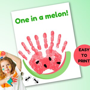 Watermelon Handprint Art, Printable Summer Handprint Craft, Toddlers ...