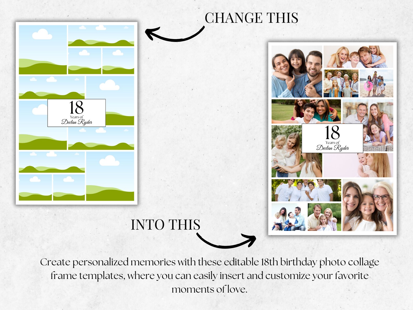 18th Birthday Photo Collage Poster Bundle Template, Eighteenth Birthday ...