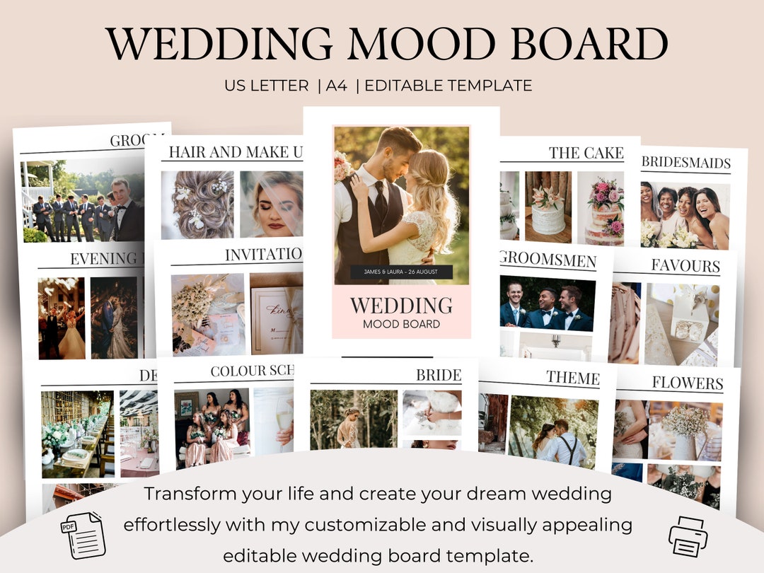 Wedding Vision Board Template, Wedding Planning Template, CUSTOMIZABLE ...
