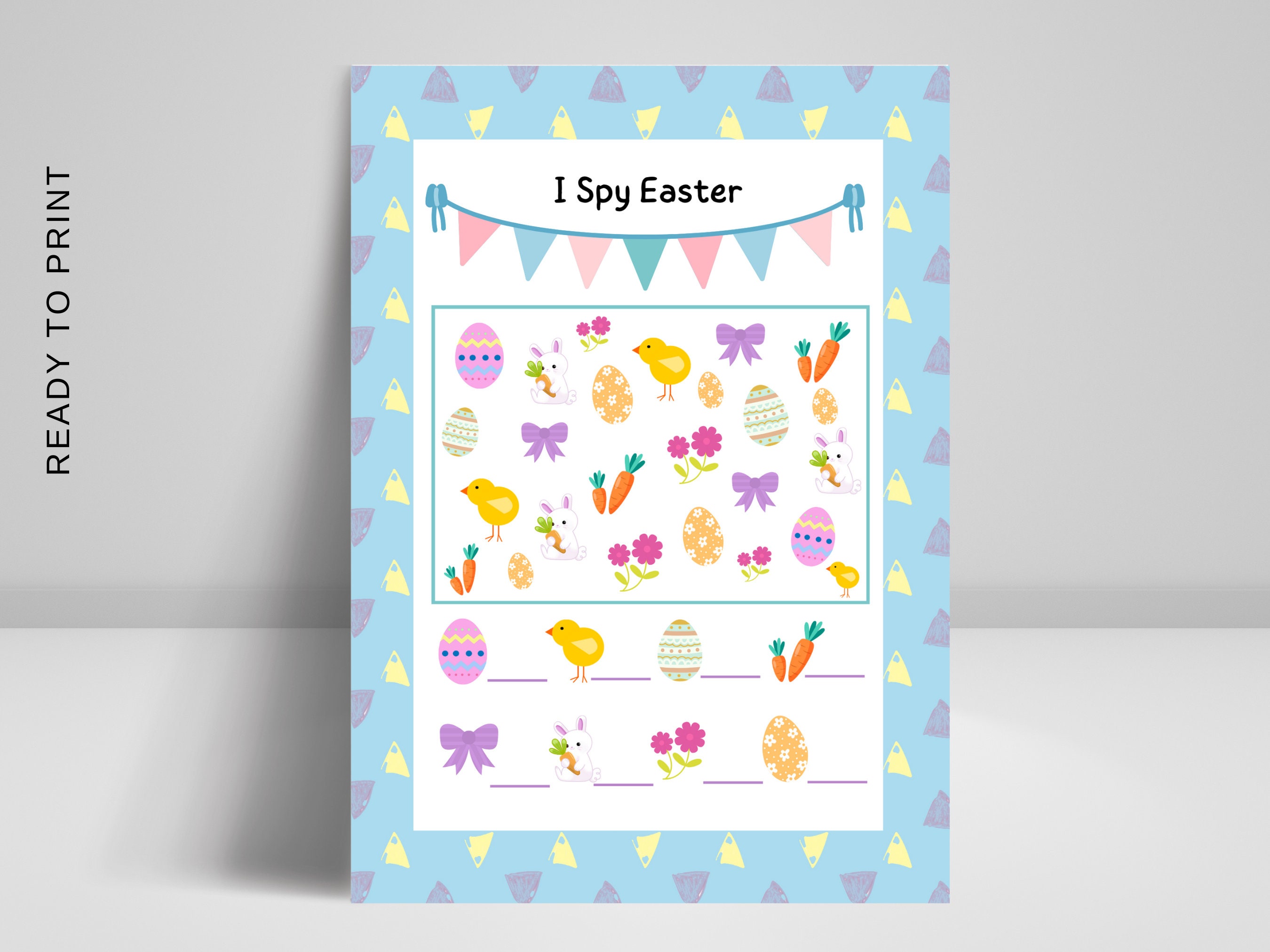 I Spy Easter Game, Printable Easter Egg Hunt, Kids & Adult Easter Party ...