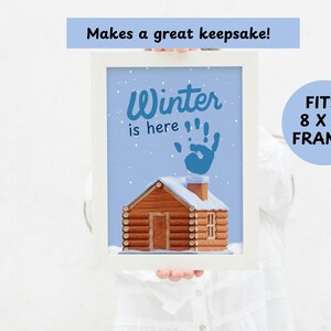 Winter Handprint Craft Template, Snowy Cabin Handprint Art, Printable ...