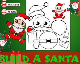 Build-a-santa Craft for Kids, Holiday Coloring & Cut-and-paste Activity ...