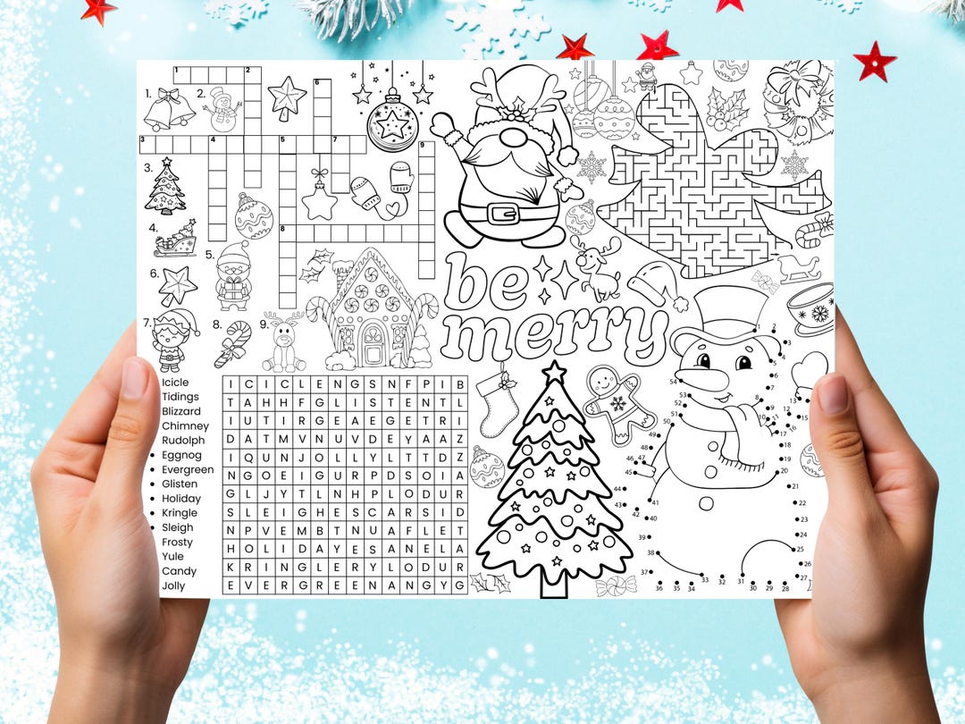 Printable Christmas Activity Placemat, Christmas Coloring Page ...