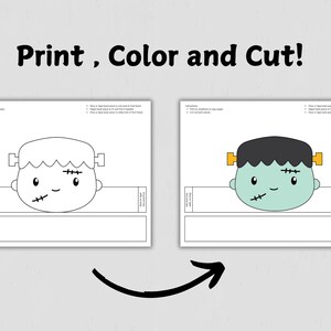 Frankenstein Paper Crown Template, Printable Halloween Party Hat ...