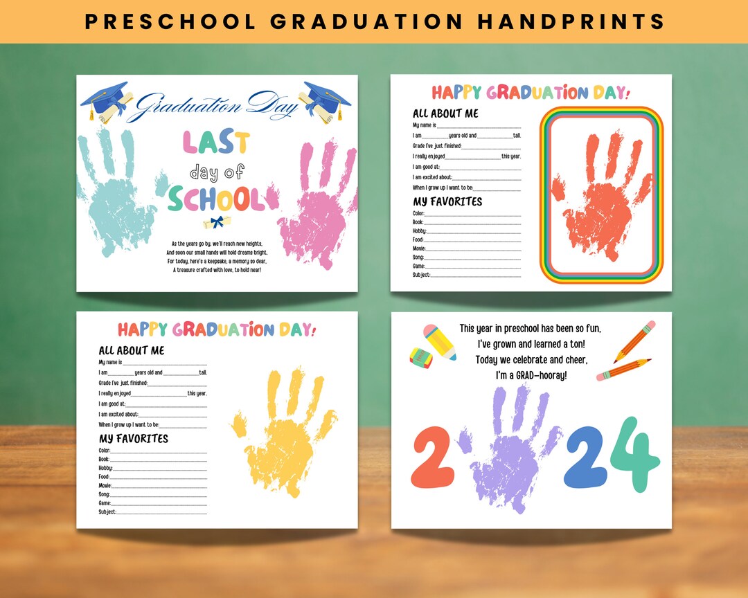 Last Day of School Handprint Art Crafts, Kindergarten Preschool ...