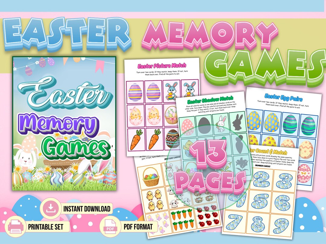 Easter Memory Game Bundle, Printable Matching Cards, Egg Pairs, Shadow ...