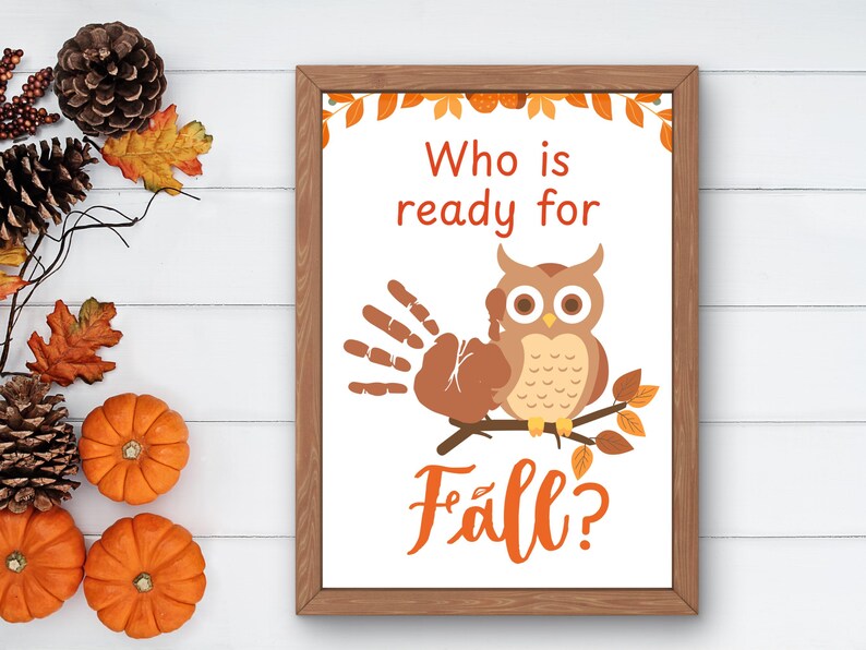 Owl Handprint Art, Fall Handprint Craft, Autumn Craft, Animal Handprint ...