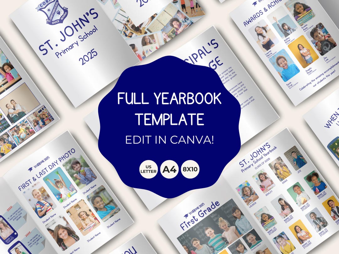 2025 Elementary School Yearbook Template – Editable Canva Class Memory ...