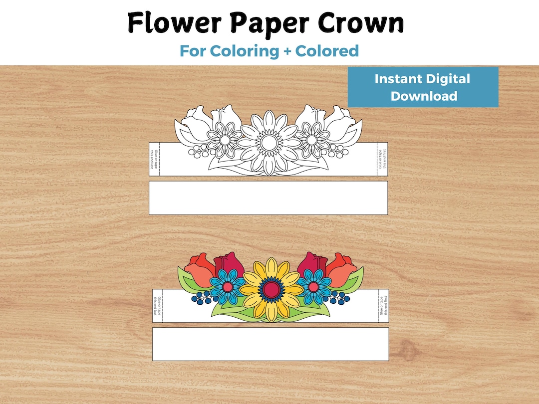 Flower Paper Crown Template, Printable Paper Crown, Fairy Craft ...