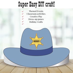 Sheriff Hat Paper Crown, Coloring Page Craft Printable Kids Paper Craft ...