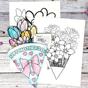 Mother's Day Bouquet Crafts, Printable Build a Flower Crafts, Mothers ...