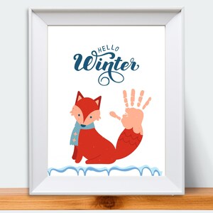 Fox Handprint Art Craft, Printable Winter Handprint Art Craft, Hello ...
