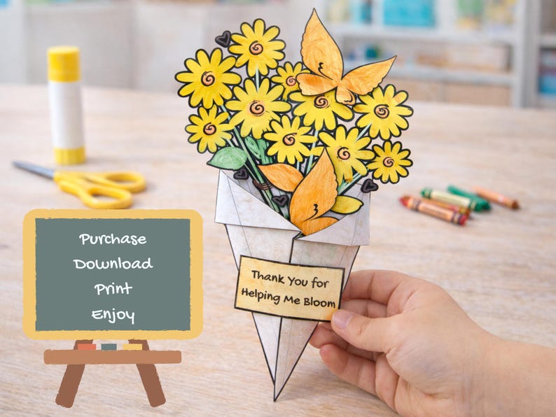 Printable Teacher Appreciation Craft, Flower Bouquet Activity for Kids ...