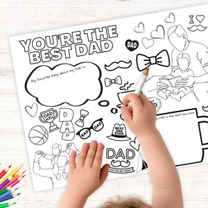 Father's Day Activity Placemat, Best Dad Placemat, Kid's Activity Sheet ...