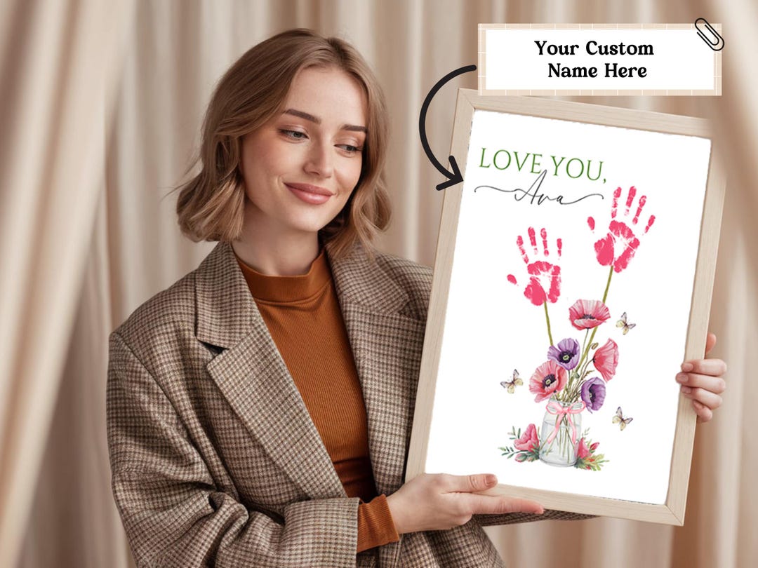 Custom Name Handprint Art Printable, DIY Kids Craft, Toddler Activity ...