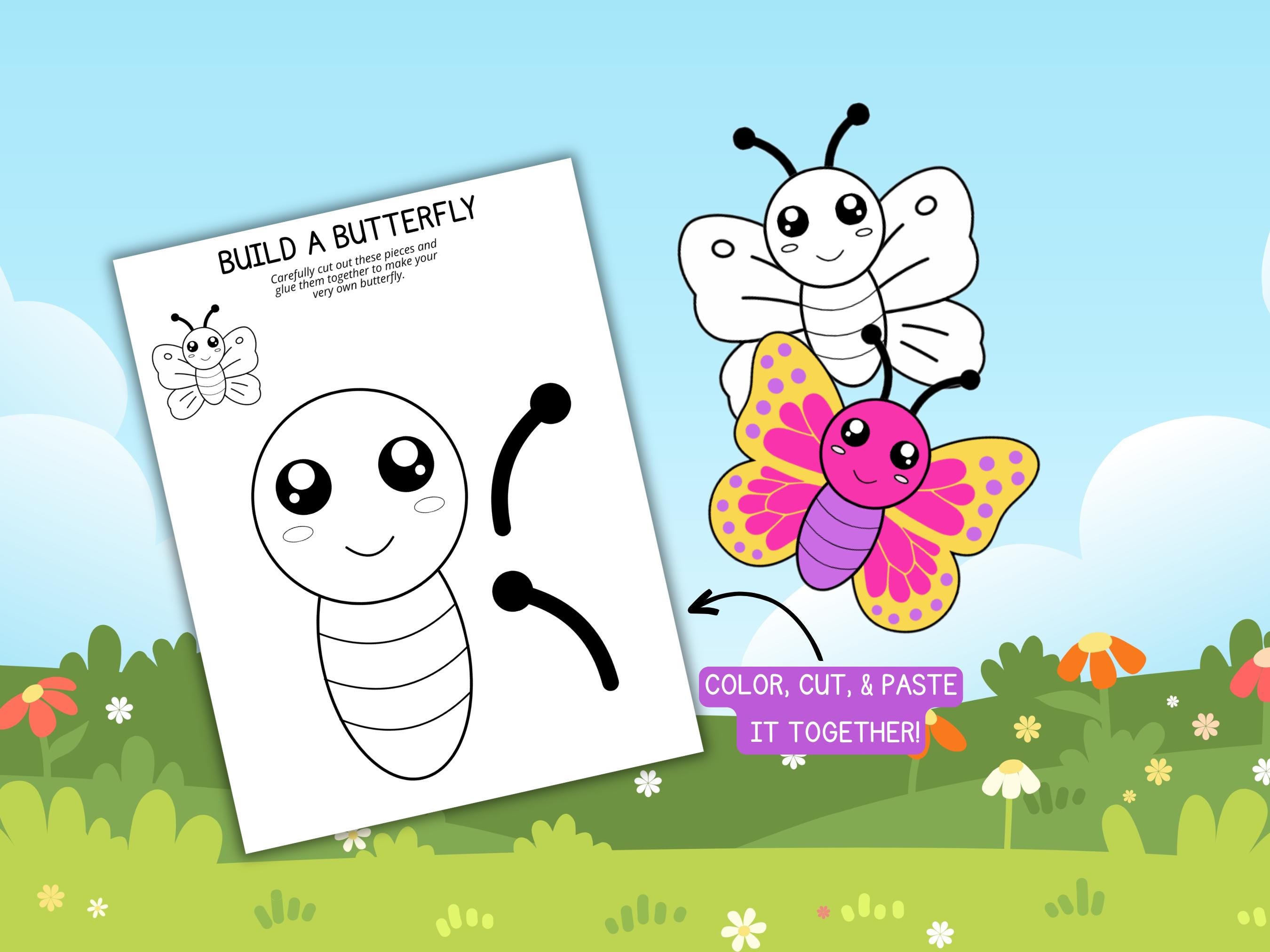 Build a Butterfly Cut & Paste Craft, Spring Activity for Toddlers and ...