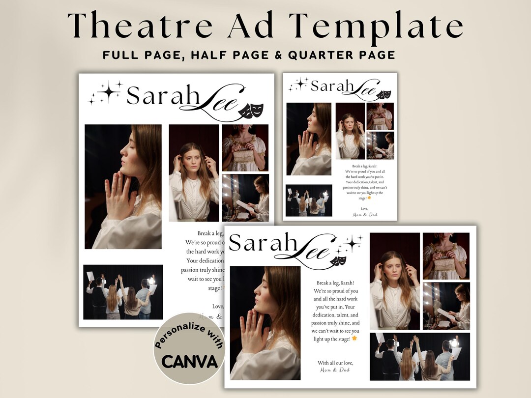 Theatre Ad Template, Theater Program Ad Template, Drama Student Ad ...